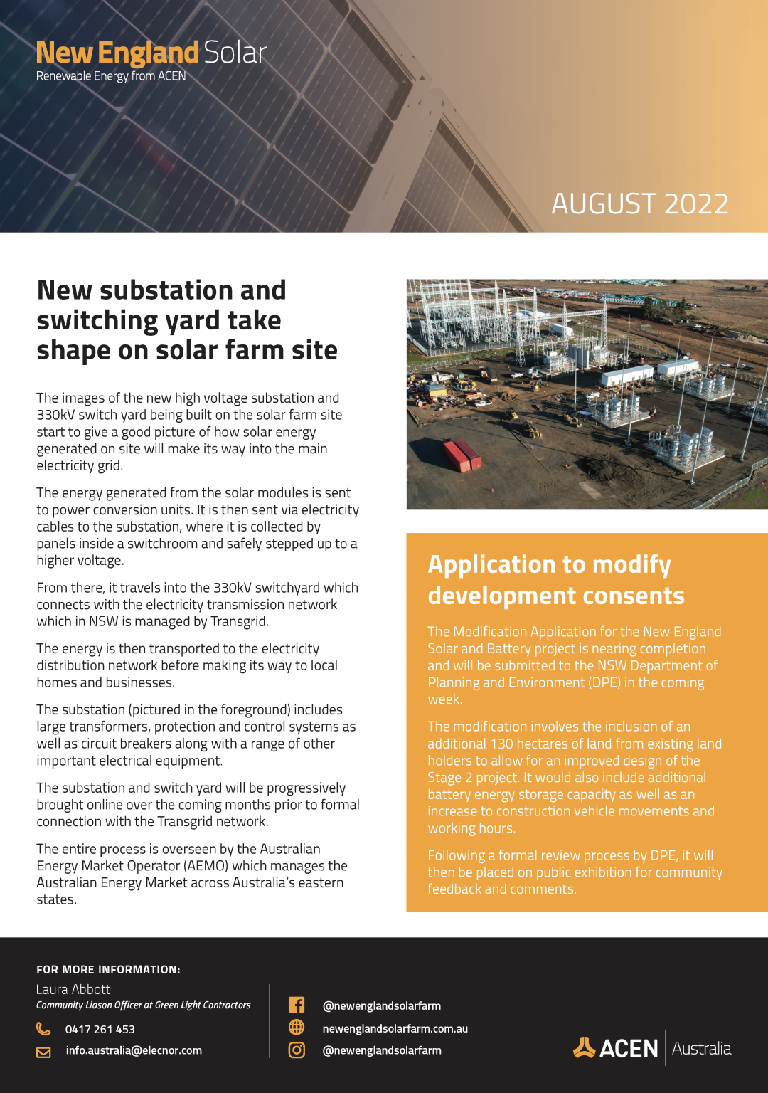 Good progress is made on solar farm substation and switch yard - ACEN ...